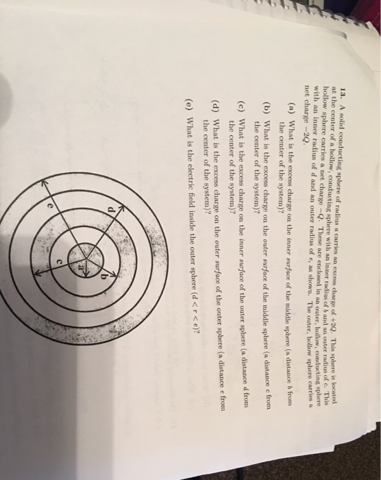 Solved A solid conducting sphere of radius a carries an | Chegg.com