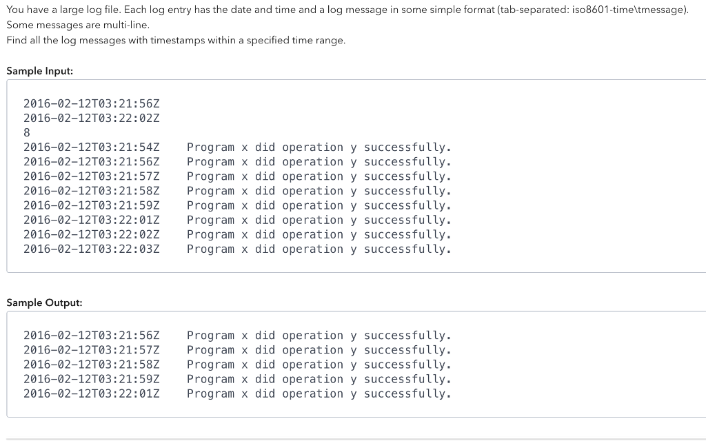 Solved Find all log messages with timestamps within a | Chegg.com