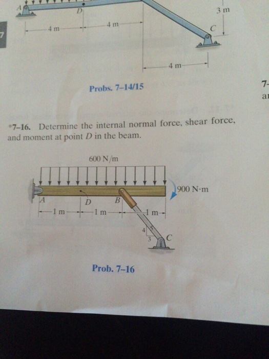 Solved Determine the internal normal force, shear force, and | Chegg.com