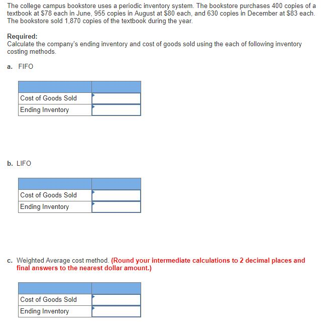 Solved The college campus bookstore uses a periodic | Chegg.com