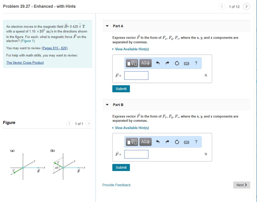 Solved Problem 29.27- Enhanced - with Hints 1 of 12> Part A | Chegg.com