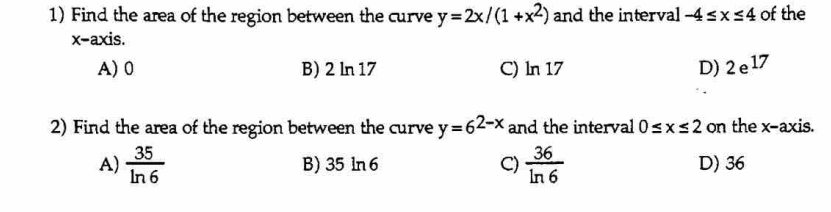 Solved 1) Find the area of the region between the curve | Chegg.com