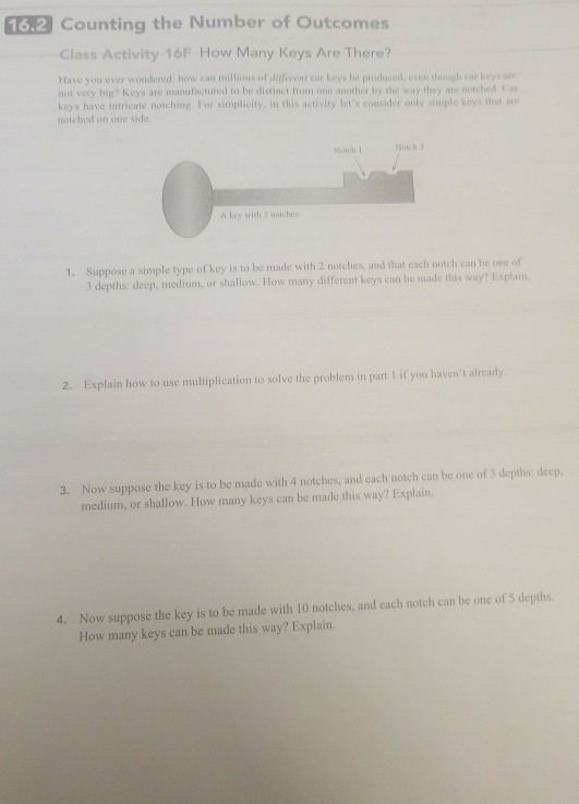 Solved 16.2 Counting the Number of Outcomes Class Activity | Chegg.com
