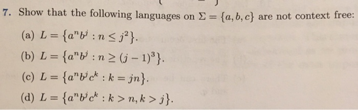 Solved Show that the following languages on sigma = {a, b, | Chegg.com