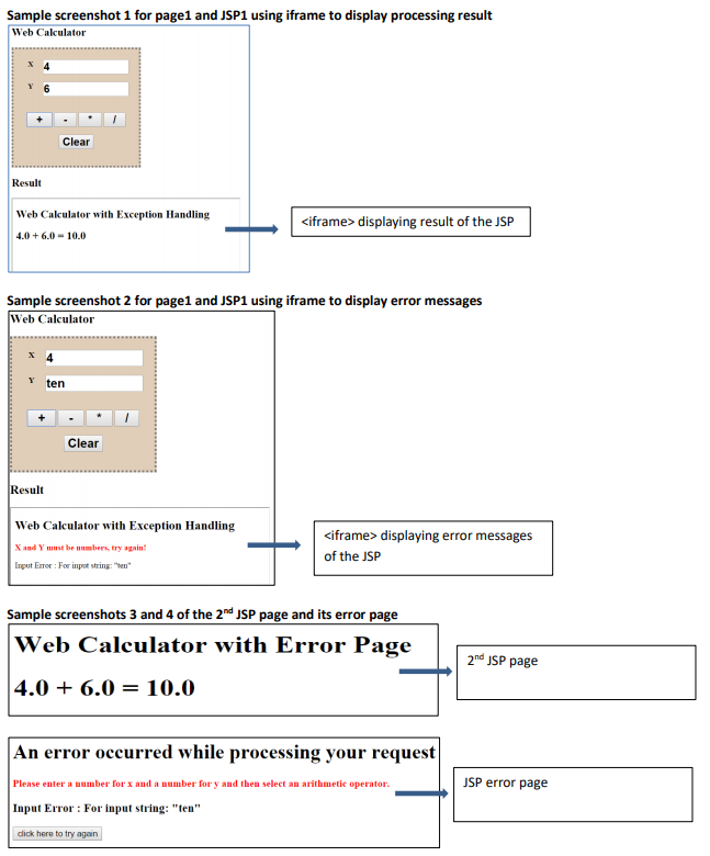 HW4 Web Calculator HTML FORM & JSP (4 points) | Chegg.com
