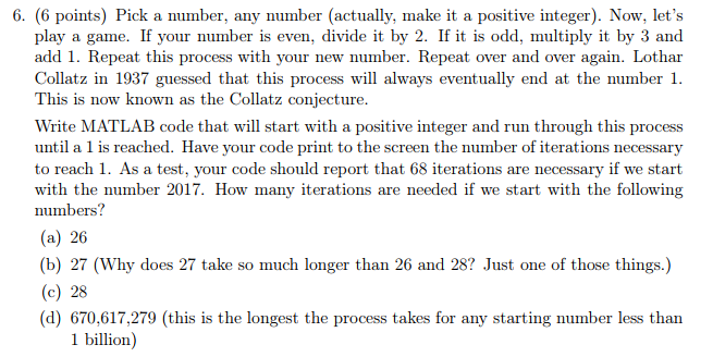 Solved Pick a number, any number (actually, make it a | Chegg.com