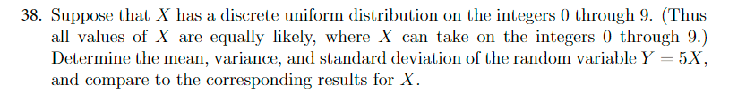 Solved 38. Suppose that X has a discrete uniform | Chegg.com