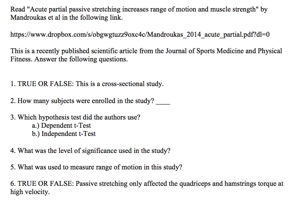 Read "Acute partial passive stretching increases | Chegg.com