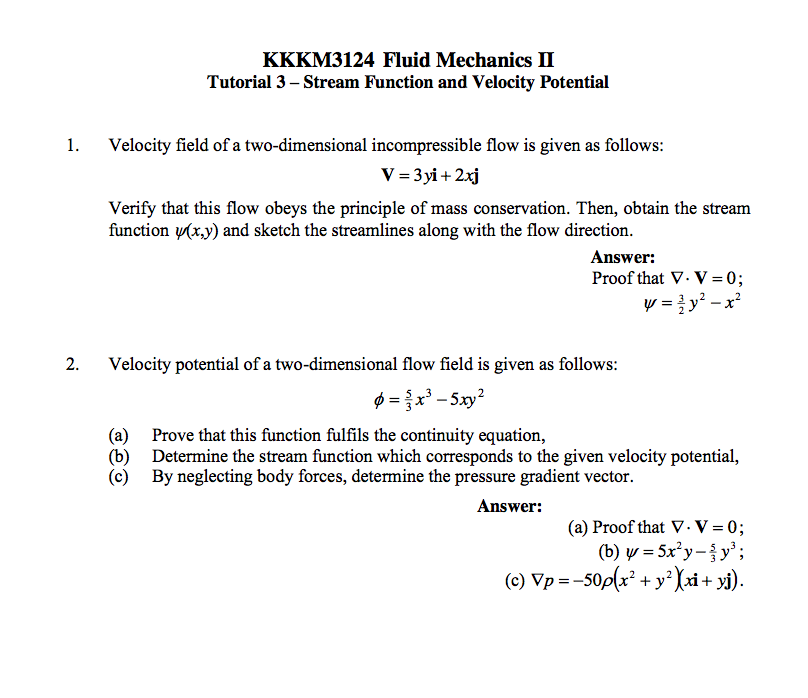 Solved Velocity field of a two-dimensional incompressible | Chegg.com