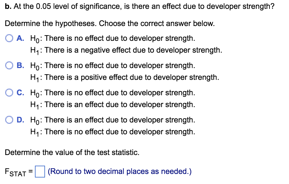 Solved A study was conducted on the effects of developer | Chegg.com