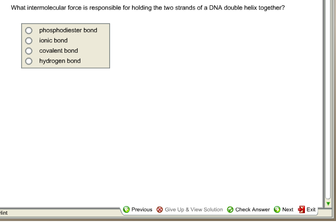 Solved What intermolecular force is responsible for holding | Chegg.com