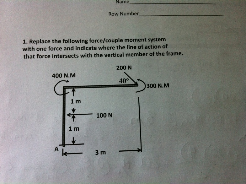 Solved replace the following force/couple system with one | Chegg.com