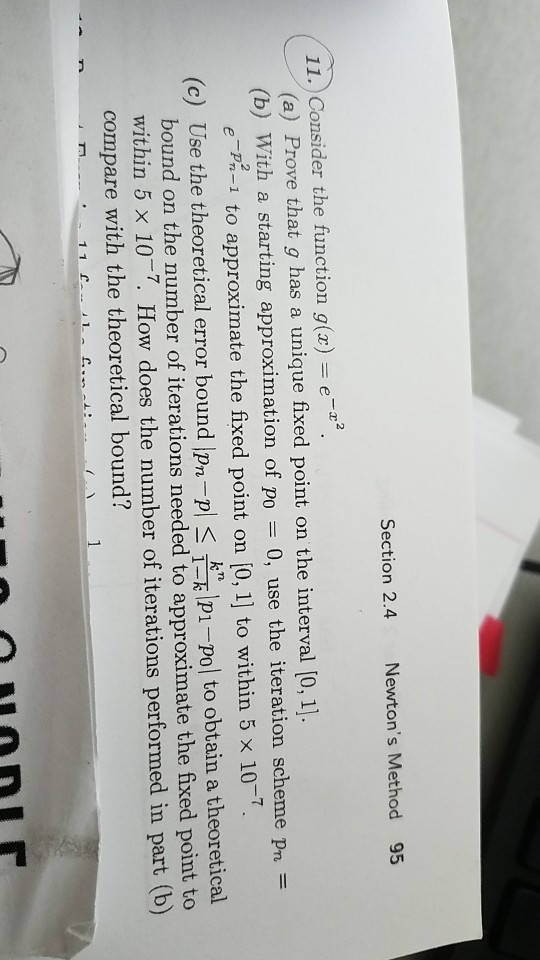 Solved Section 2.4 Newton's Method 95 11) Consider the | Chegg.com