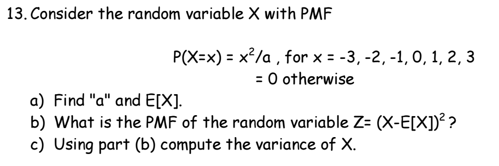 Solved Consider the random variable X with PMF P(X = x) = | Chegg.com