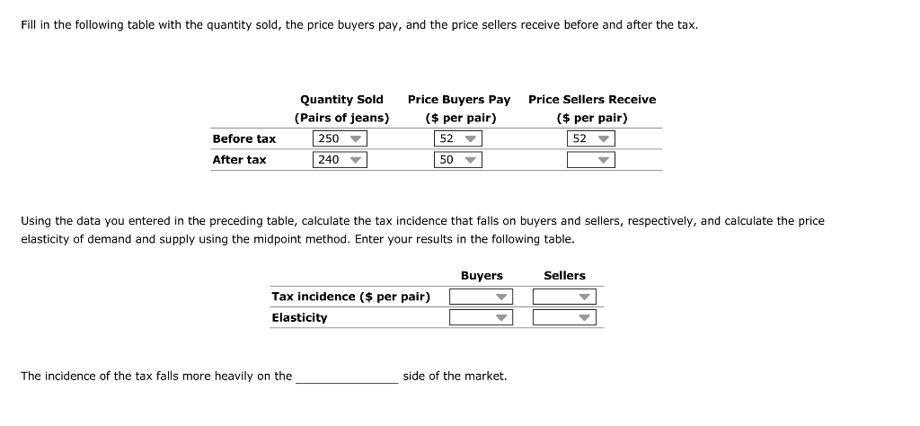 Fill in the following table with the quantity sold, | Chegg.com