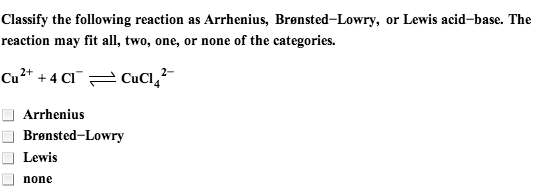Solved Classify the following reaction as Arrhenius, Br | Chegg.com