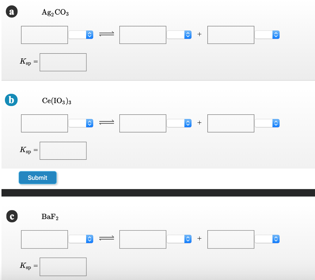 Solved Write balanced equations for the dissolution | Chegg.com