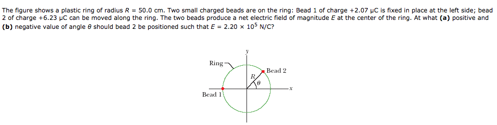 Solved The figure shows a plastic ring of radius R = 50.0 | Chegg.com