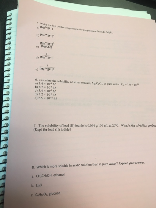 Solved Write the ion product expression for magnesium | Chegg.com