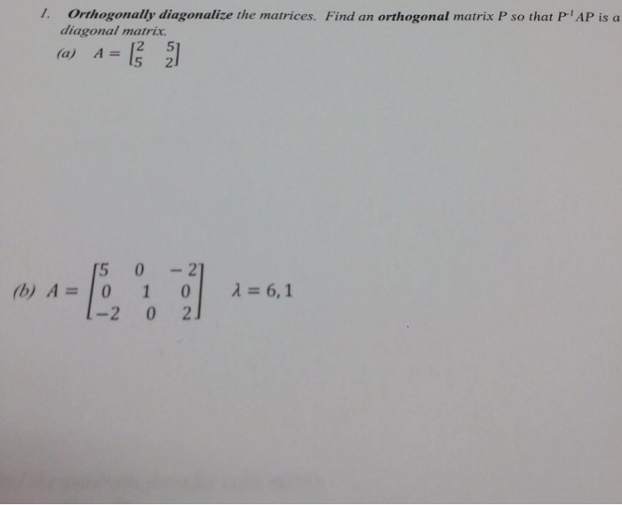 Solved Orthogonally diagonalize the matrices. Find an | Chegg.com