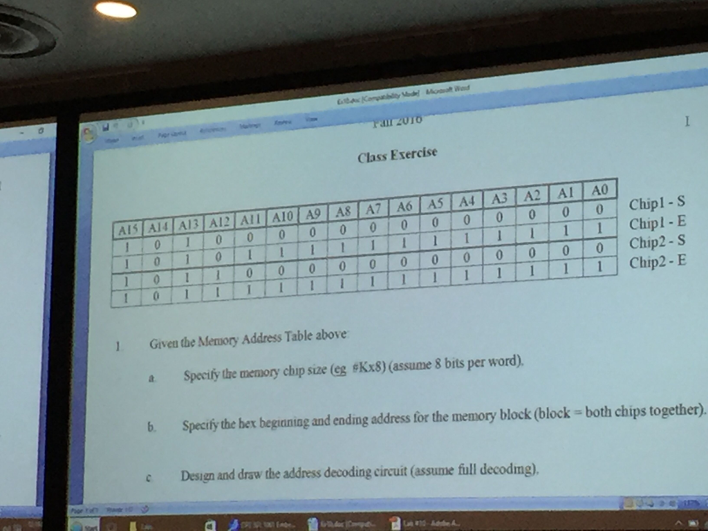 Solved Given the Memory Address Table above Specify the | Chegg.com