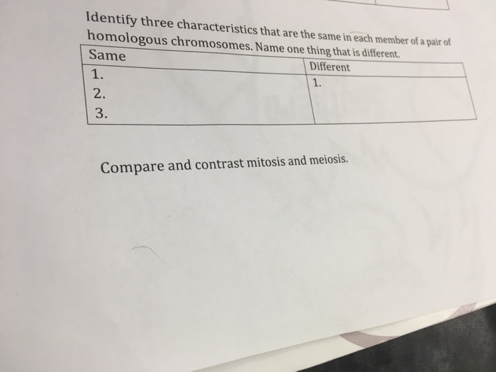Solved Identify three characteristics that are the same in | Chegg.com