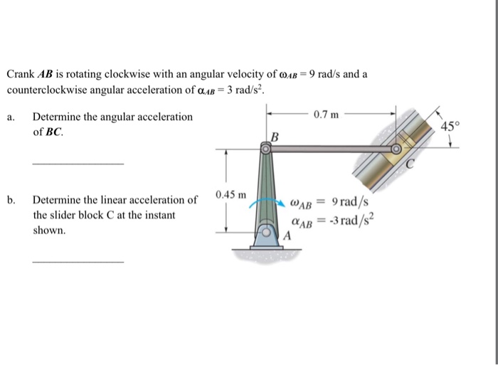 Solved Crank AB is rotating clockwise with an angular | Chegg.com
