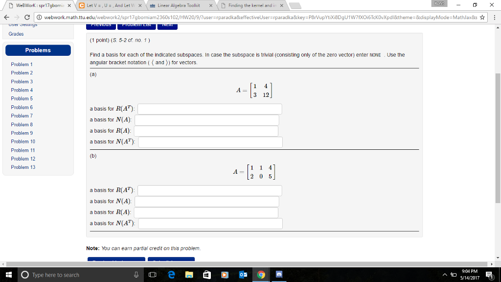 Solved Find a basis for each of the indicated subspaces. In | Chegg.com