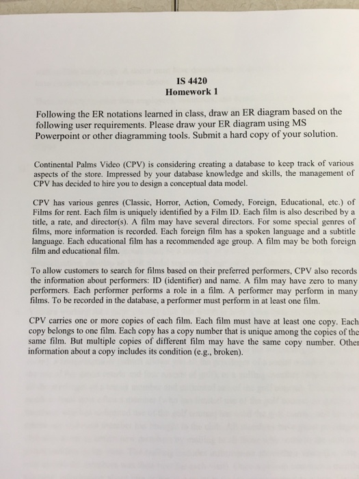 Solved Following the ER notations learned in class, draw an | Chegg.com