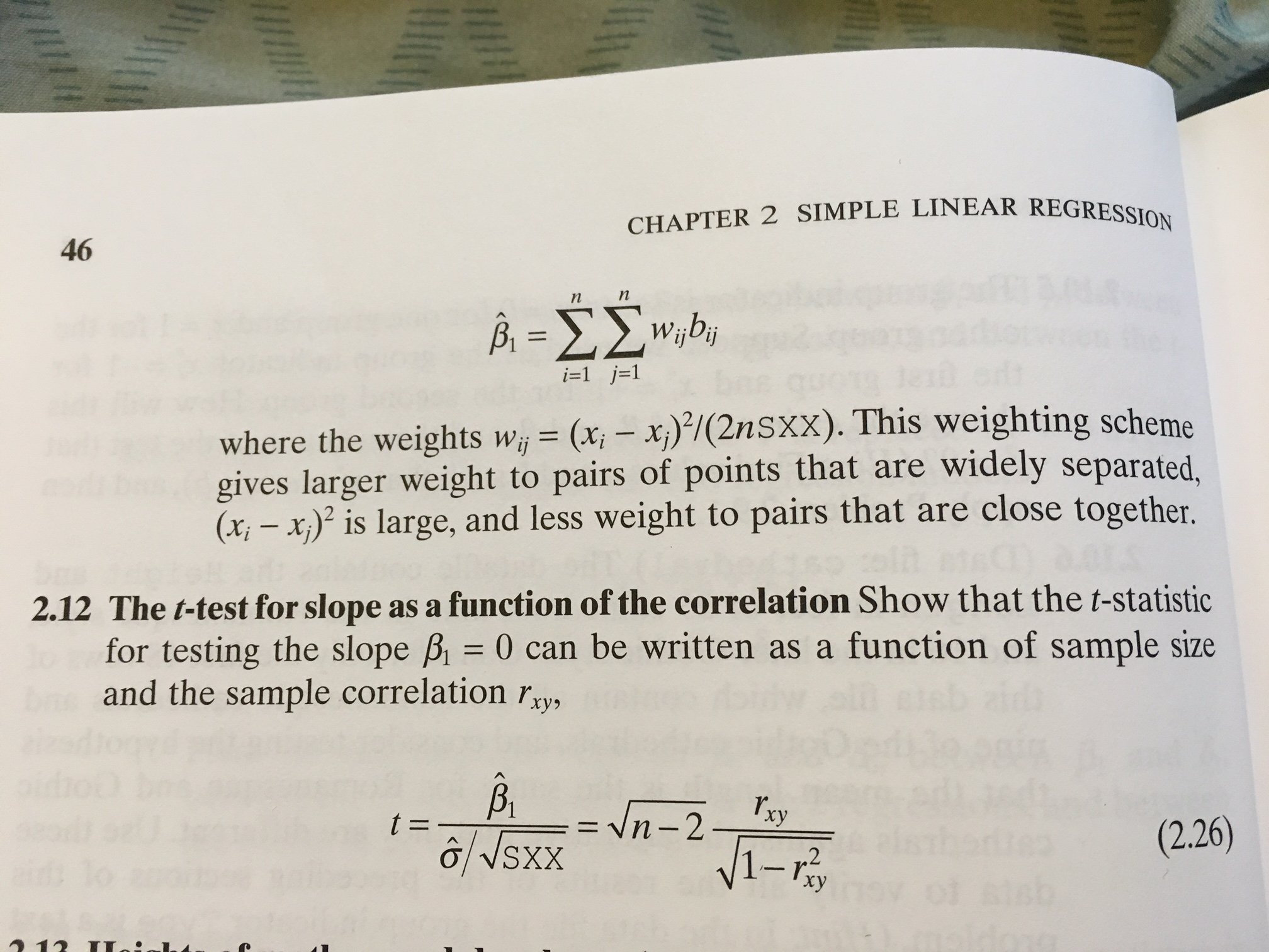 Solved CHAPTER 2 SIMPLE LINEAR REGRESSION 46 n Wijbij where | Chegg.com