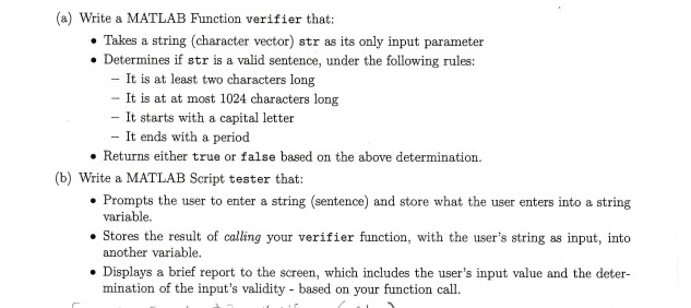 Solved (a) Write a MATLAB Function verifier that . Takes a | Chegg.com