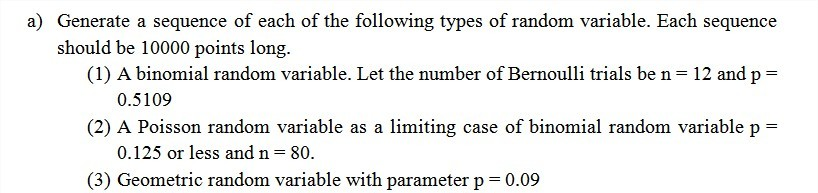 Solved Generate a sequence of each of the following types of | Chegg.com
