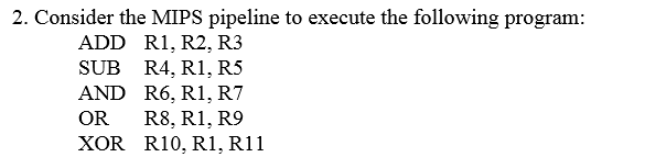 Solved 2. Consider the MIPS pipeline to execute the | Chegg.com
