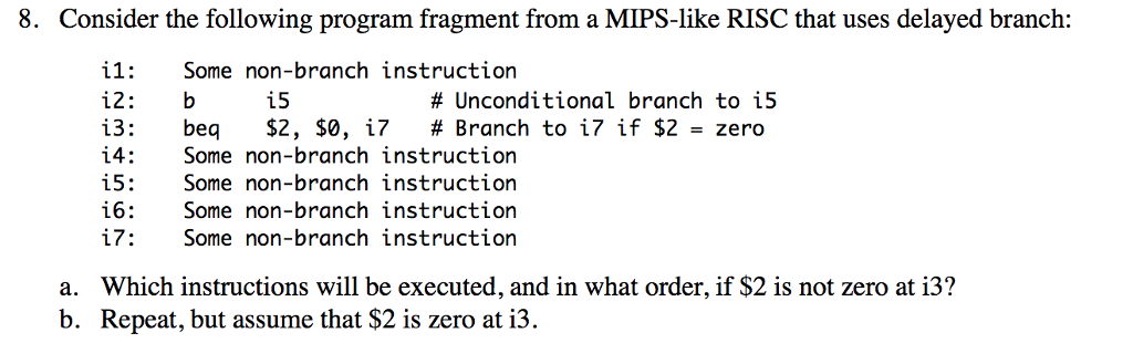 Solved 8. Consider the following program fragment from a | Chegg.com