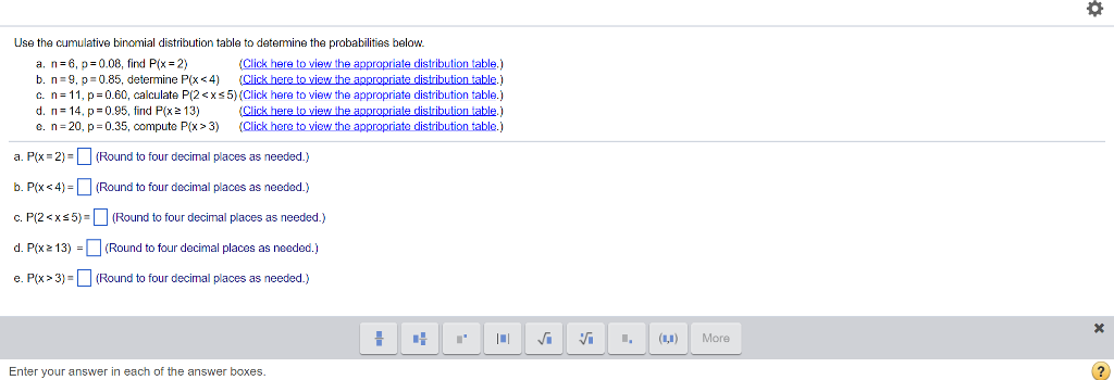 Solved Use The Cumulative Binomial Distribution Table To 0774