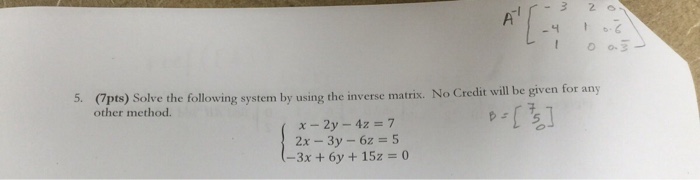 Solved Solve the following system by using the inverse | Chegg.com