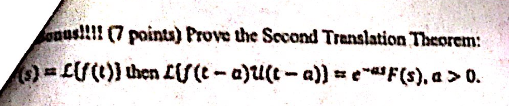 Solved us!7 points) Prove the Second Translation Theorem: | Chegg.com