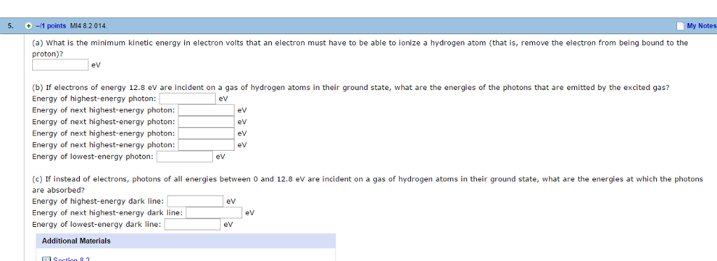 Solved What is the minimum kinetic energy in electron volts | Chegg.com