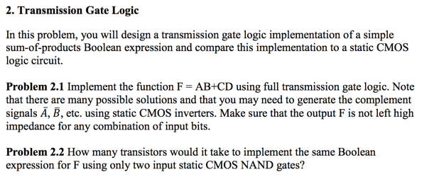 Solved In this problem, you will design a transmission gate | Chegg.com