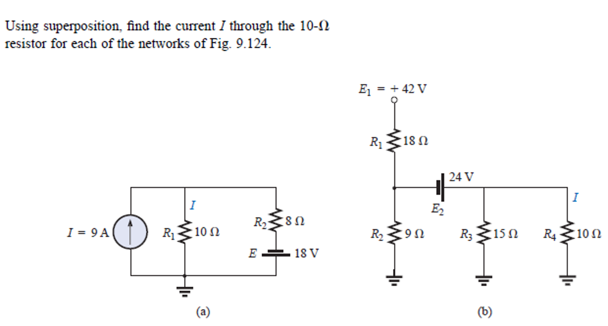 Solved Using superposition, find the current I through the | Chegg.com