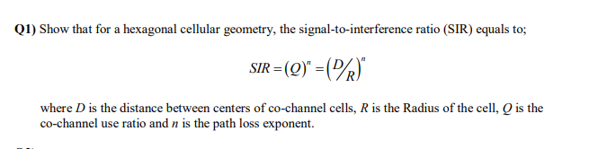 Solved Q1) Show that for a hexagonal cellular geometry, the | Chegg.com