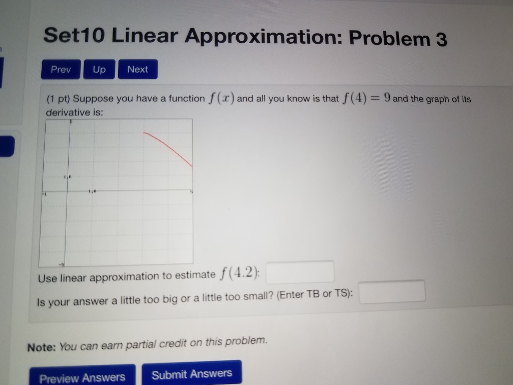 Solved Set10 Linear Approximation Problem 3 Prev Up Next 1