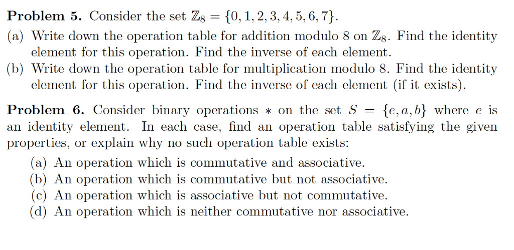 Solved Problem 5. Consider the set Zs 0, 1, 2, 3, 4, 5, 6,7) | Chegg.com