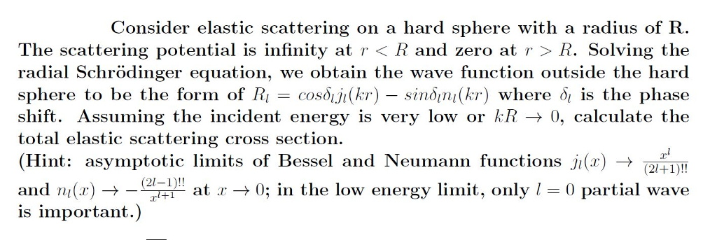 Solved Consider elastic scattering on a hard sphere with a | Chegg.com