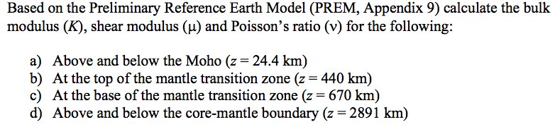 Based on the Preliminary Reference Earth Model (PREM, | Chegg.com