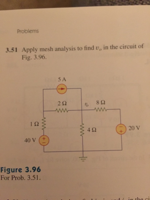 Solved Apply mesh analysis to find v_o in the circuit of | Chegg.com