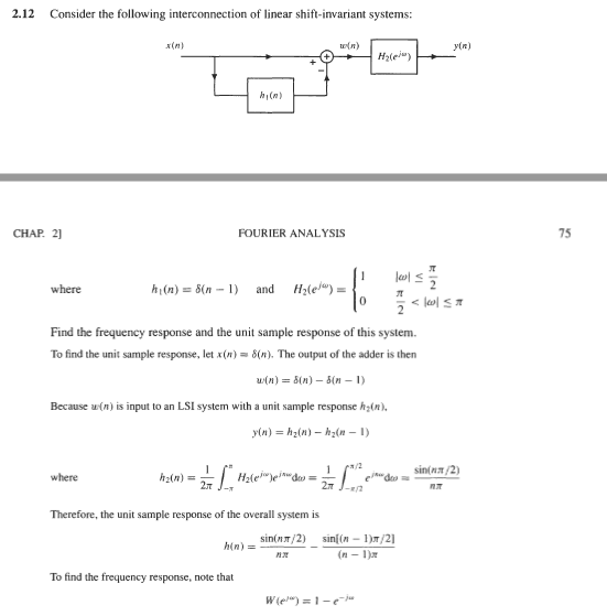 Solved 2.12 Consider the following interconnection of linear | Chegg.com