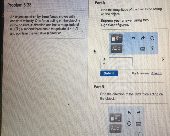 Solved An object acted on by three forces moves with | Chegg.com