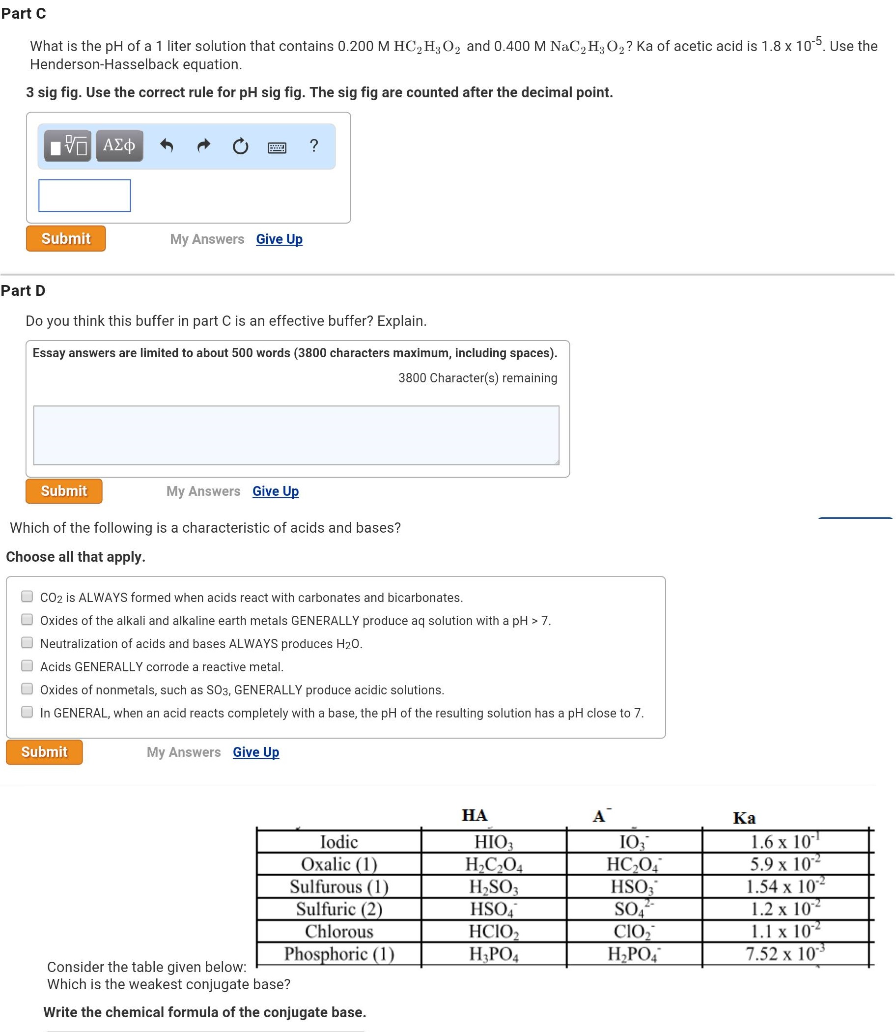 What is the pH of a 1 liter solution that contains | Chegg.com