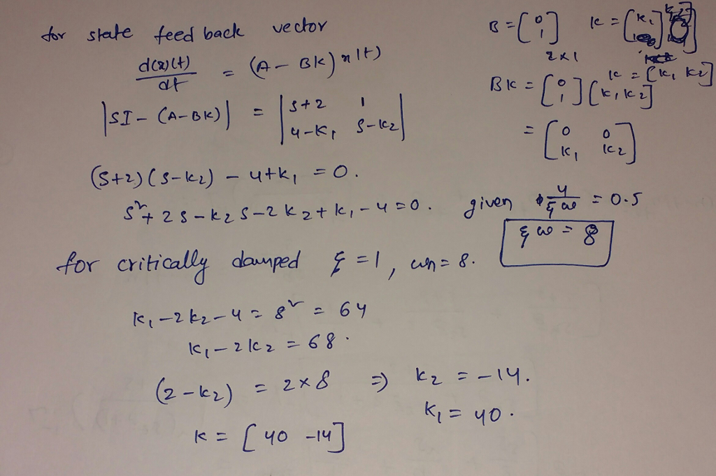 Solved The State Space Equations Describing A System Are